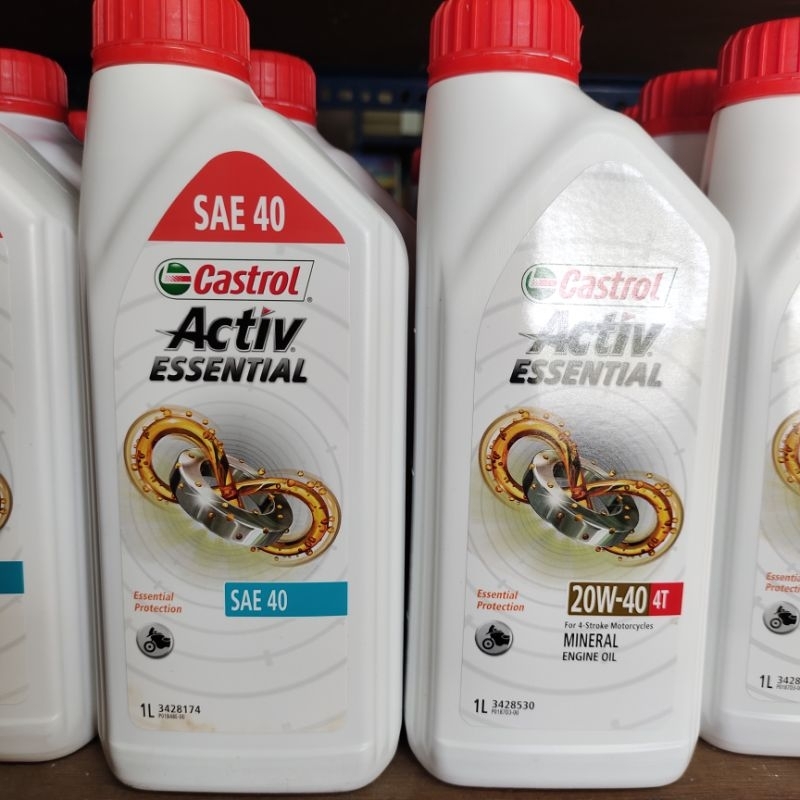 ORIGINAL CASTROL 4T ACTIV/ESSENTIAL OIL FLUIDS SAE 40/20W-40 MINYAK ...