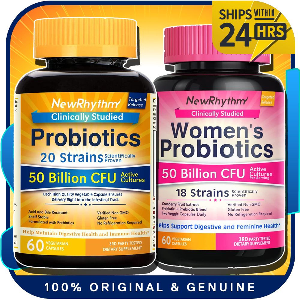 NewRhythm Probiotics 50 Billion CFU 20 Strains, 60 Veggie Capsules, Targeted Release Technology ...