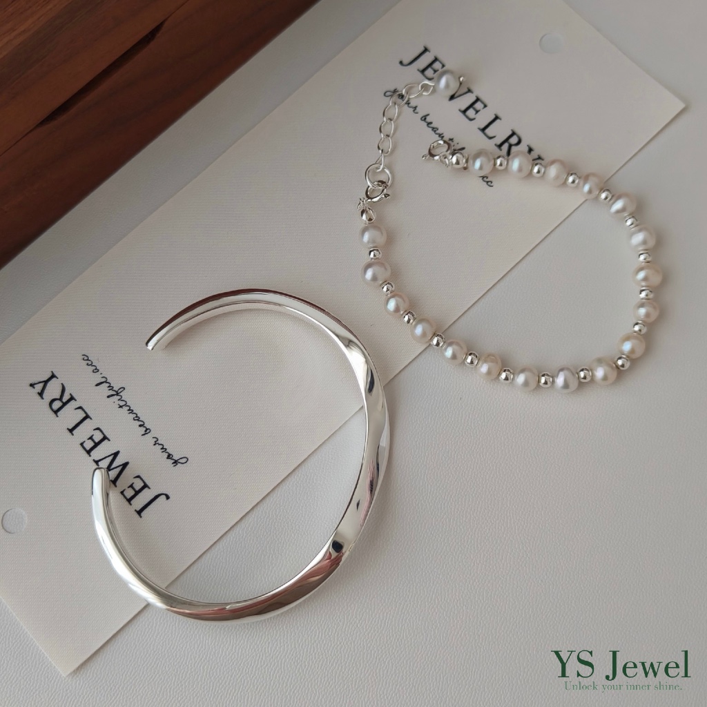 YS S925 Sterling Silver Plated 18k Gold | 3 Styles | Natural Freshwater Pearl Bracelet | Shopee ...