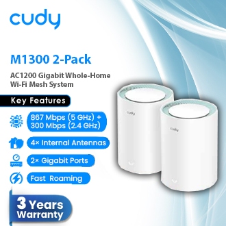 Cudy M1300 (2-Pack) | AC1200 Dual Band Whole Home Wi-Fi Mesh System ...