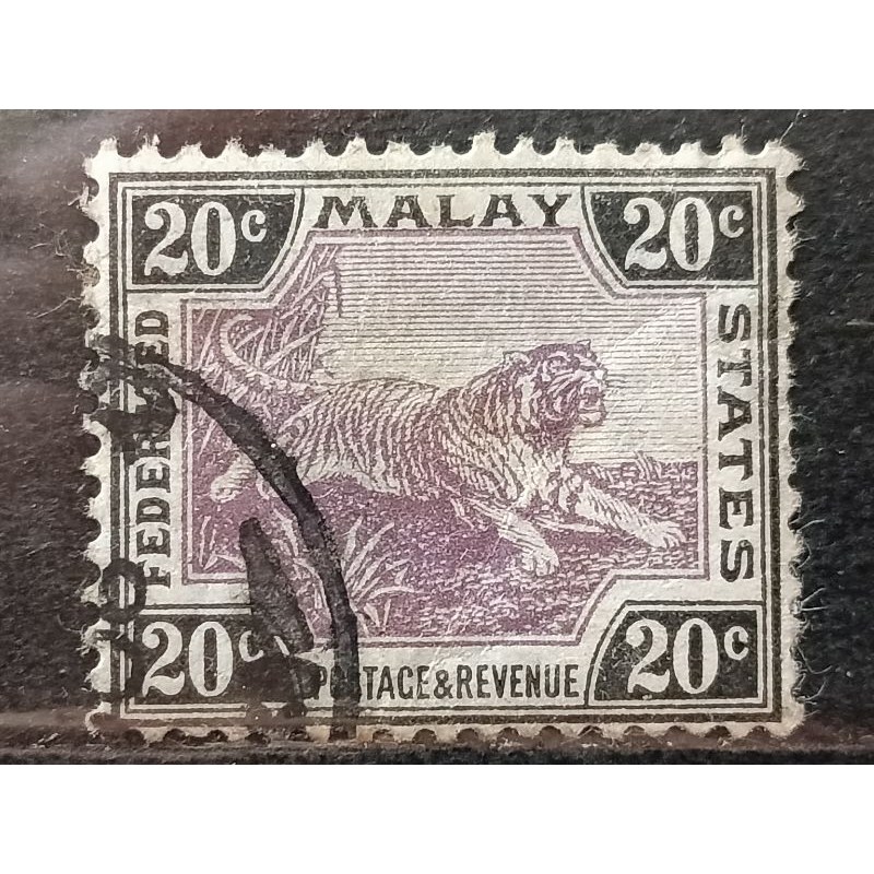 FEDERATED MALAY STATES 1900s Vintage Tiger Stamp 20¢. Offer now RM6.88 ...