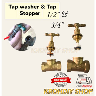 Tap Stopper 1/2'' & 3/4'' and Tap Washer 1/2" & 3/4" Brass Tap Stopcock ...
