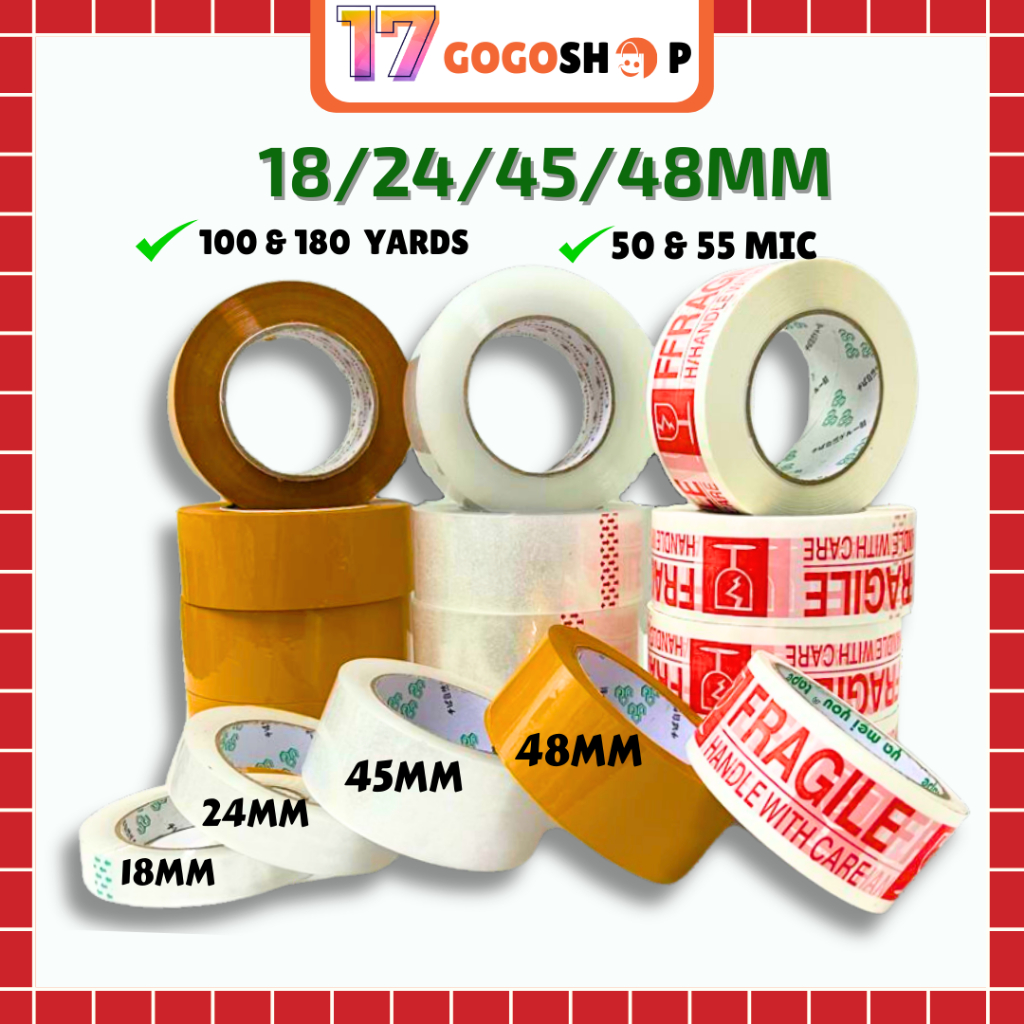 18/24/45/48mm OPP Tape Strong adhesive Transparent Cellophane Tape / Selotape / BOPP 胶带胶纸 Clear ...