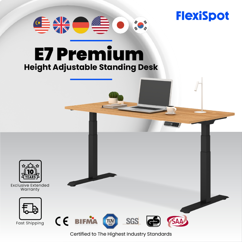 FLEXISPOT Malaysia E7 Pro Electric Height Adjustable Sit Stand Table Home Office Standing Desk ...