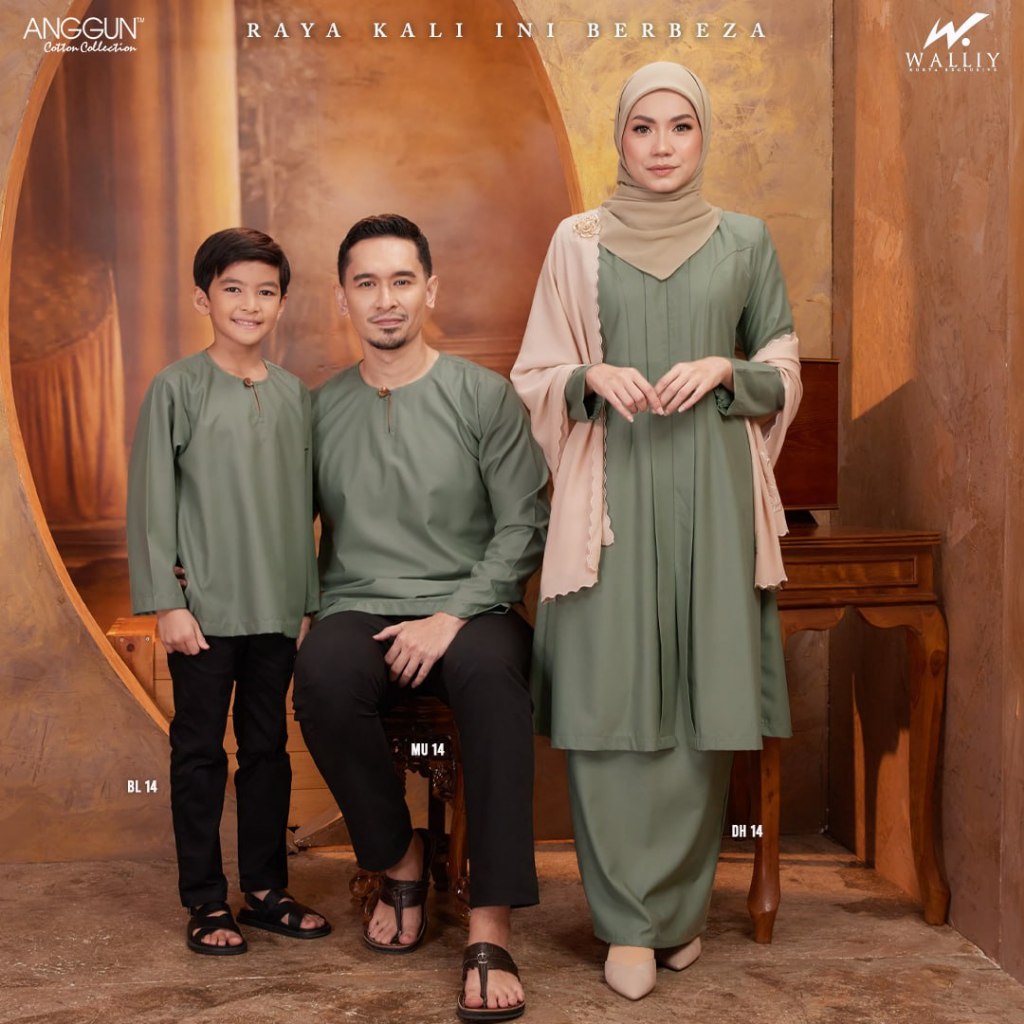 SMOKEY GREEN** SEDONDON RAYA 2024 IBU, AYAH DAN ANAK BY ANGGUN COTTON ...
