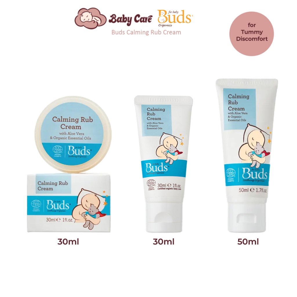 Buds Organic Calming Rub Cream (30ml / 50ml) For Baby Colic, Digestive ...