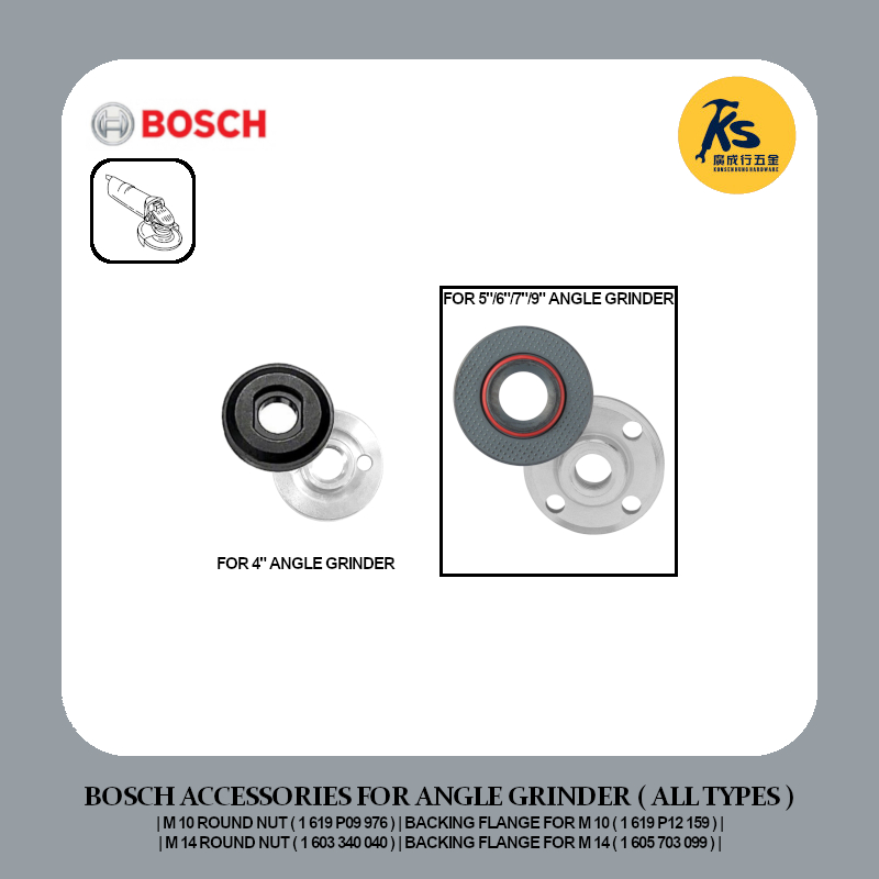 BOSCH Angle Grinder 4" M10 Nut (1619P09976) & Flange (1619P12159) | 5 ...