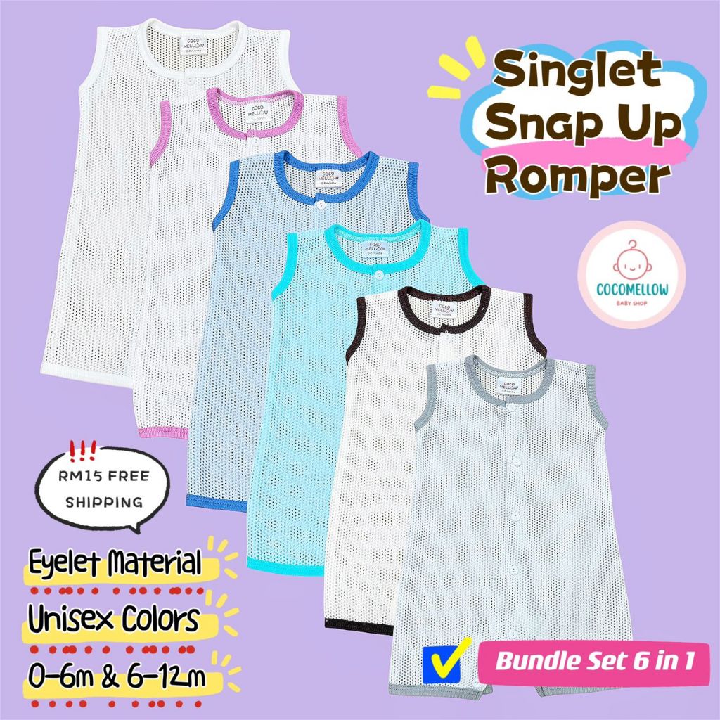 COCOMELLOW | Unisex Baby Clothes Snap Up Jumpsuit Romper | Eyelet ...