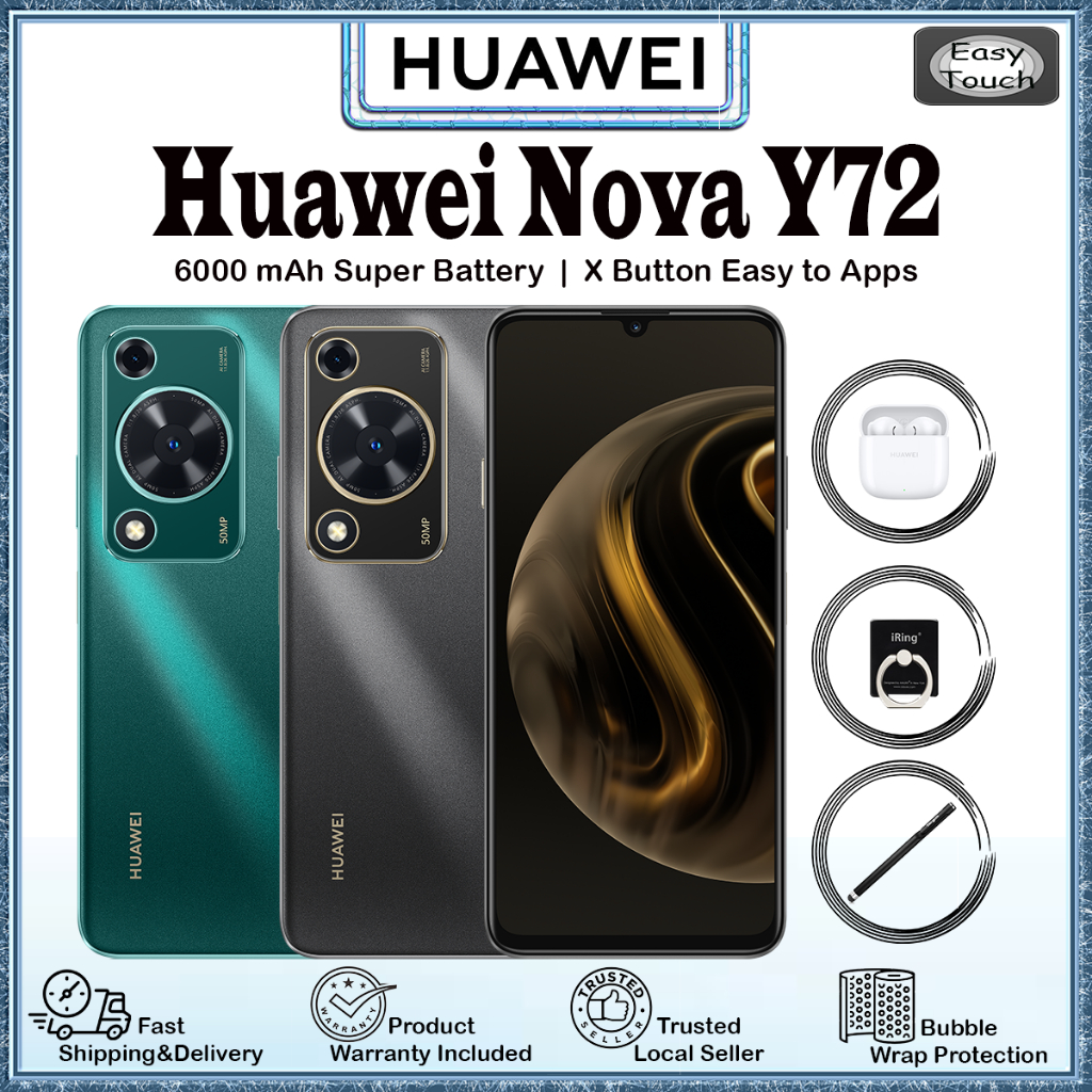 Huawei Nova Y72 8gb 128gb 6000 Mah Super Batteryтба X Button Easy