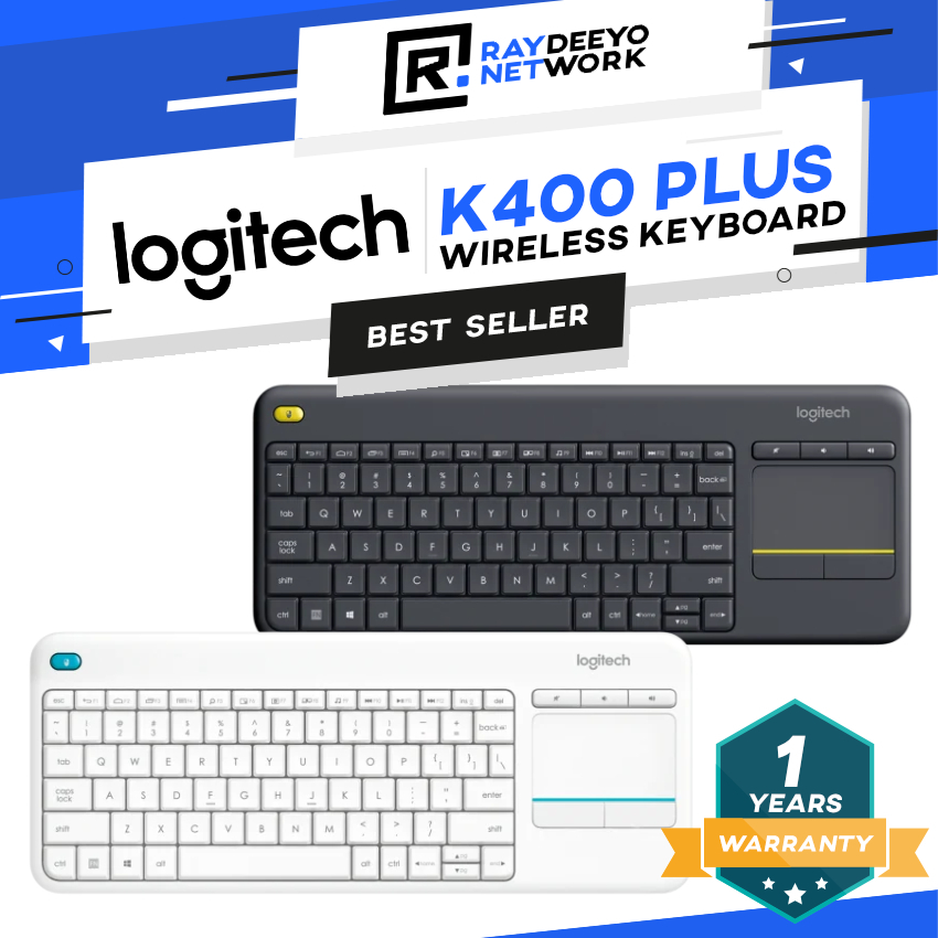 Logitech K400 Plus Wireless Keyboard with Touchpad [Quiet Typing/Media ...