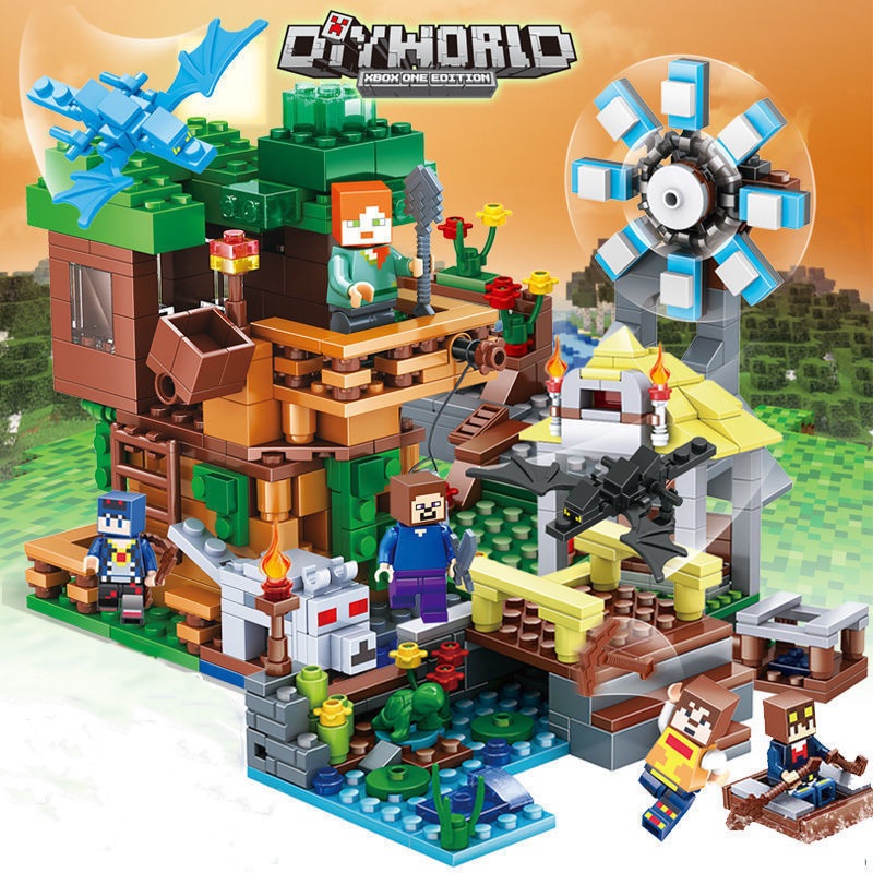 Mainan Minecraft Set Building Blocks My World Puppet Tree House Model ...