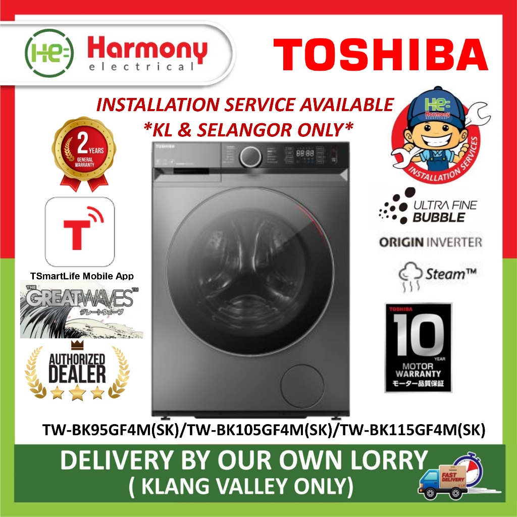 (FREE SHIP KL) TOSHIBA 8.5KG/9.5KG/10.5KG Inverter Front Load Washer TW-BK95GF4M(SK)/ TW ...
