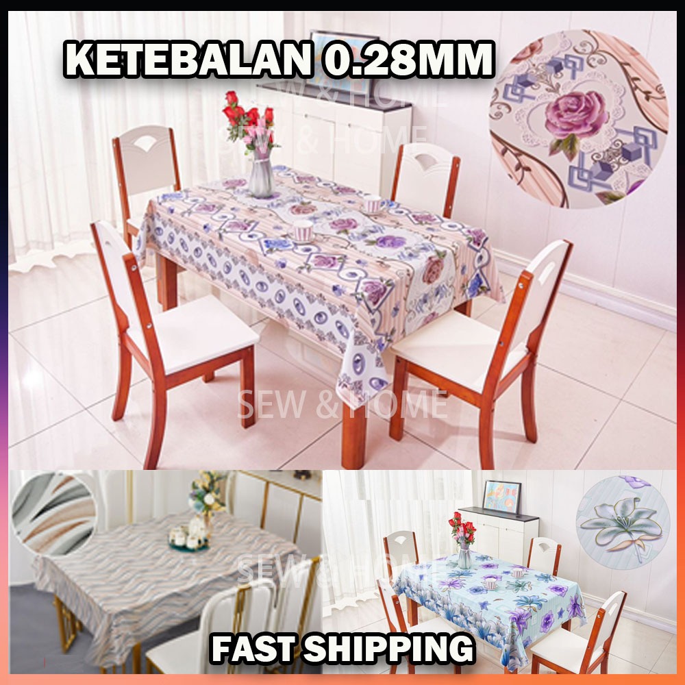 Table Cloth Waterproof 54”/Kain Meja Alas Meja 137CM Ketebalan 0.28MM ...