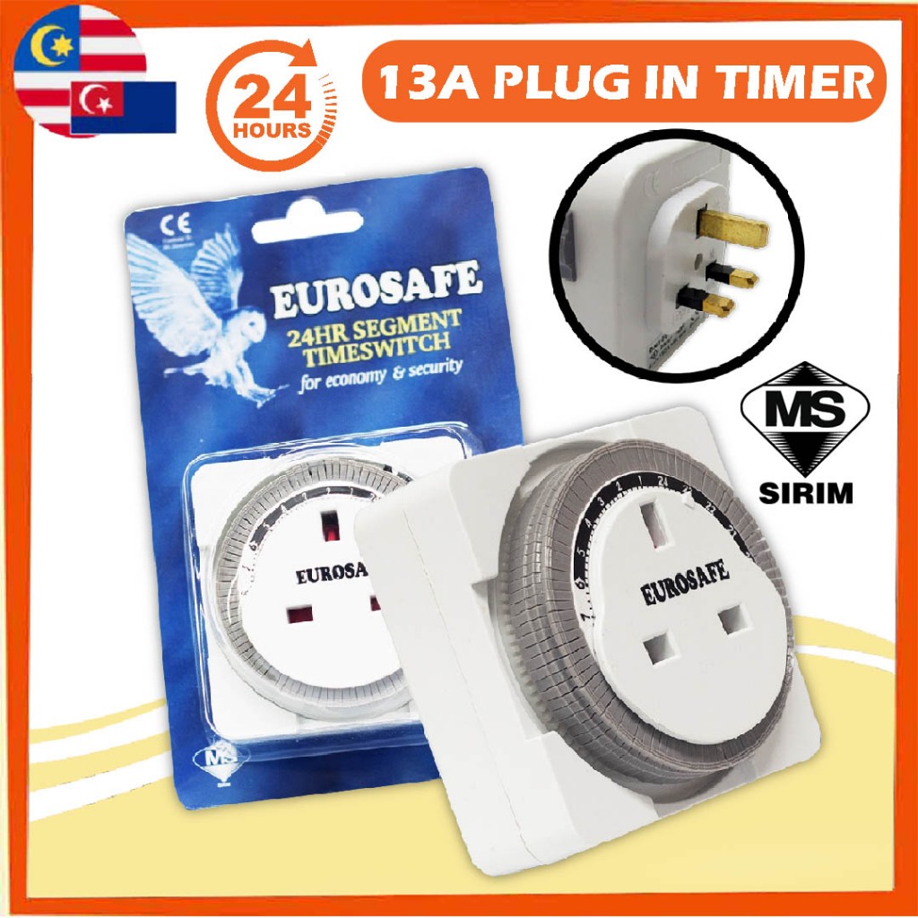 [sirim] Eurosafe 13a 24hour Segment Plug In Timer Switch Socket Shopee Malaysia
