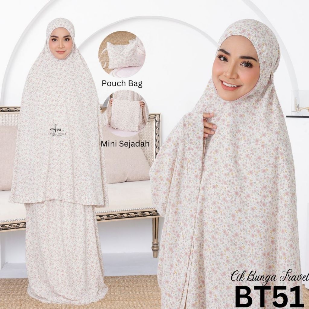 Telekung corak Cik Bunga Travel ringan lembut by Hanna Mirae | Shopee ...