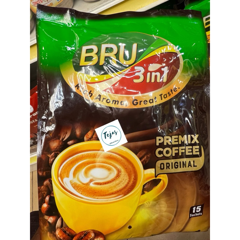 BRU 3 IN 1 PREMIX COFFEE ORIGINAL (15 Sachets 330 gram) | Shopee Malaysia