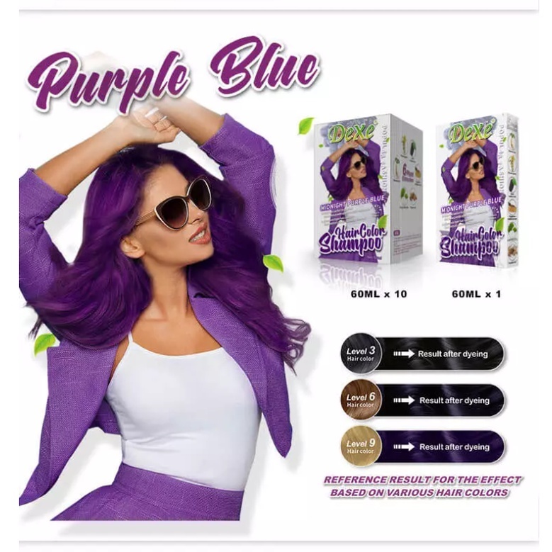 Dexe Color Purple Blue Hair Shampoo (10 sachet X 25ml) Herbal And ...