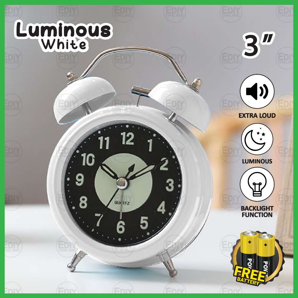 4"Classic Retro Quartz Alarm Clock Loud Sound Twin Bell Analogue Desk ...
