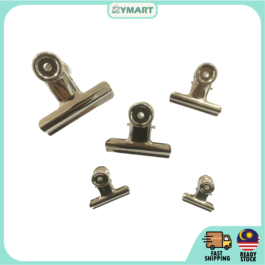 Bulldog Round Spring Steel Clip Metal Paper Clips (31mm/38mm/50mm/63mm ...