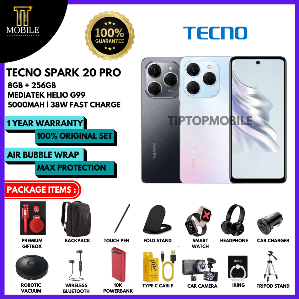 [NEW] TECNO SPARK 20 PRO ( 8GB + 256GB | 12GB + 256GB ) ORIGINAL TECNO ...