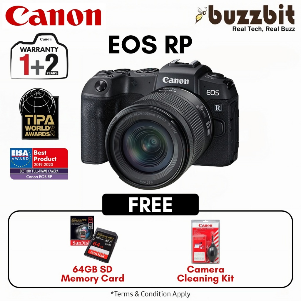 Canon EOS RP Mirrorless Camera + Kit (RF24-105mm f/4-7.1 IS STM) With ...