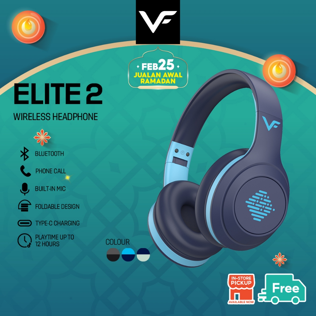Vinnfier VF Elite 2 Wireless Bluetooth Headphones With Playtime Up to ...