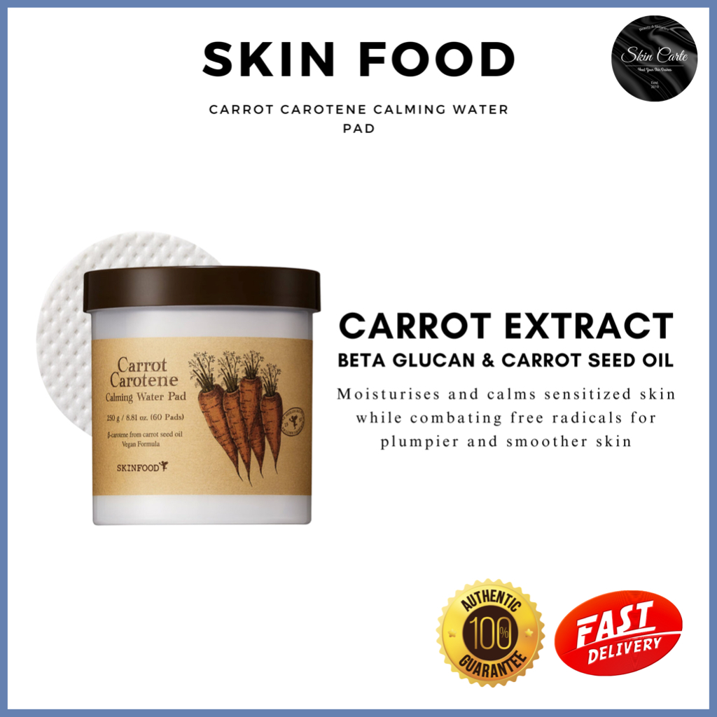 SKIN FOOD Carrot Carotene Calming Water Pad 250g / 60 sheets | Shopee ...