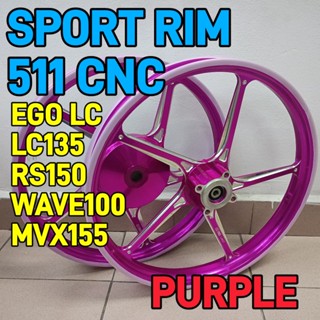 ENKEI SPORT RIM 5 BATANG FG511 511 CNC EGO LC / LC135 / RS150 / WAVE100 / NVX155 BLACK/PURPLE ...