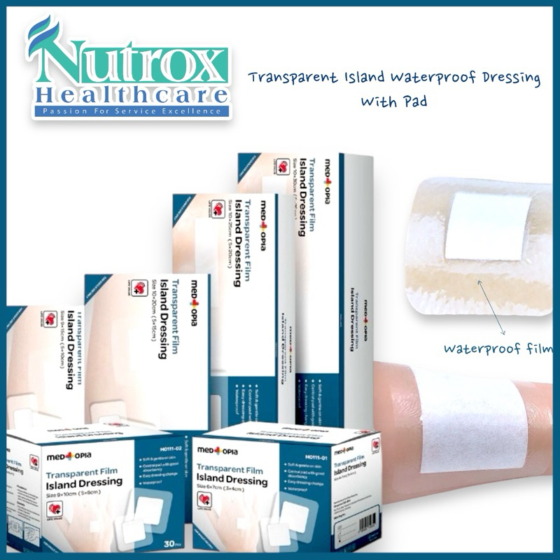 Medtopia Sterile Film Island Dressing – Waterproof Wound Cover ...