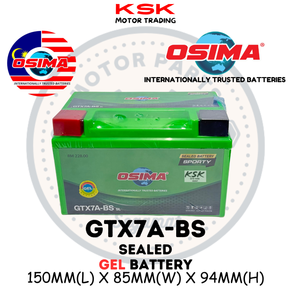 OSIMA GTX7A FULL SEALED BATTERY MOTORCYCLE BATERI KERING MOTOSIKAL ...