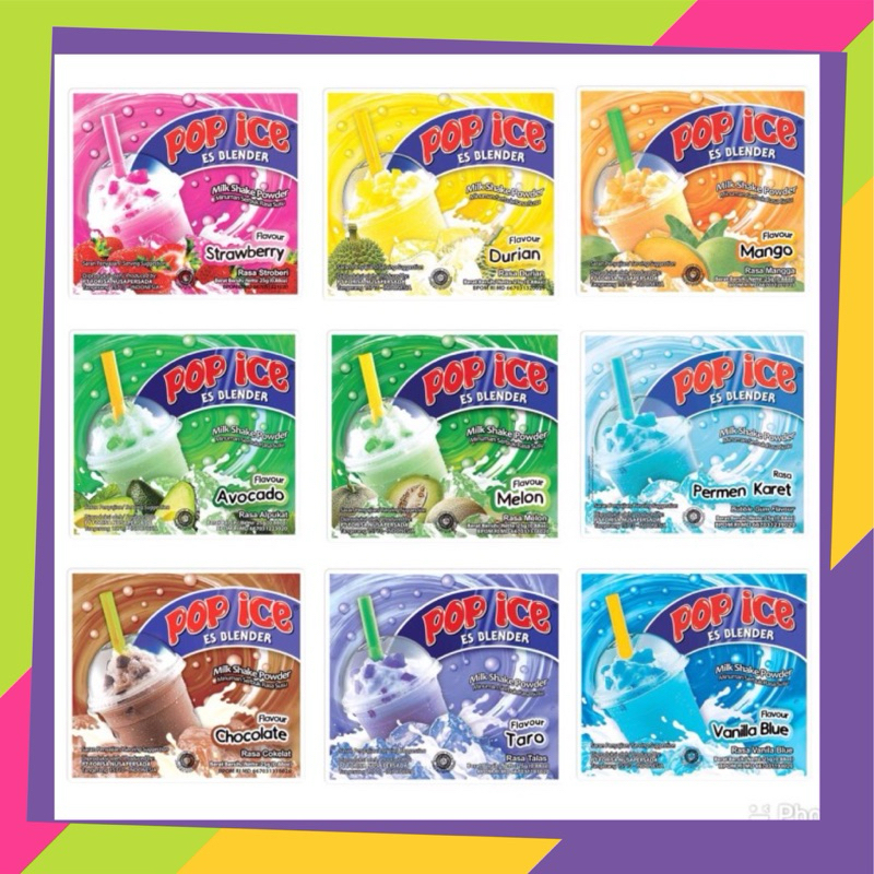 pop ice all varian minuman susu berperisa isi 1 renteng 10'sachet ...