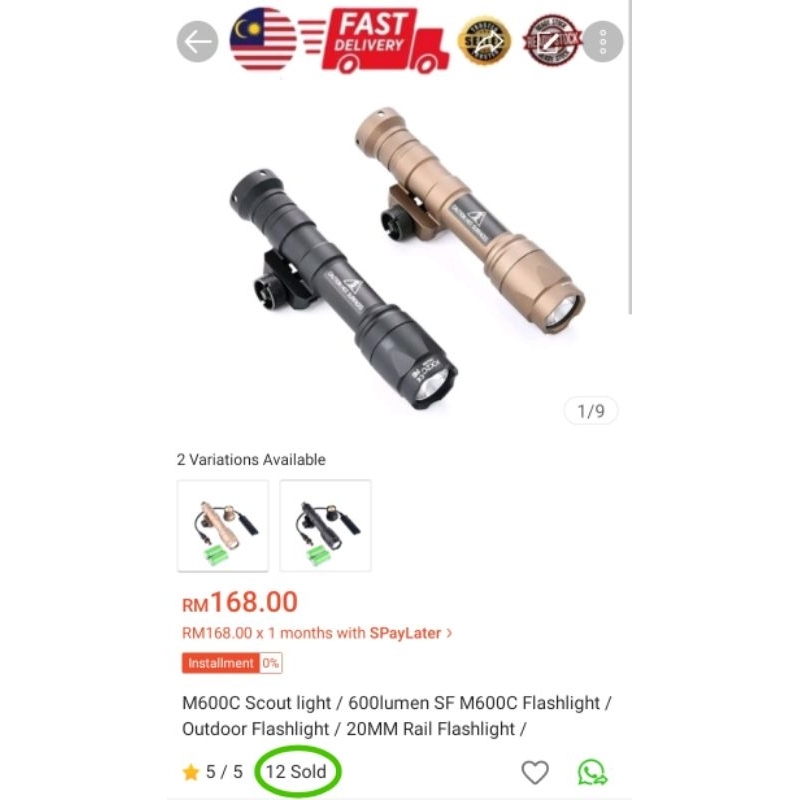 M600C Scout light / 600lumen SF M600C Flashlight / Outdoor Flashlight ...
