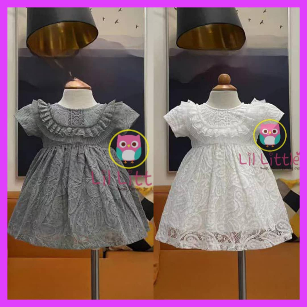 Lil Little BGD60 Newborn Baby Girl Gown Baby Girl Lacey Dress (Gaun ...