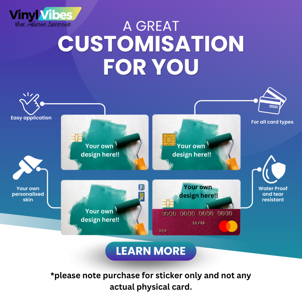 Vinylvibes high quality custom vinyl sticker Debit/Credit cards Touch N ...