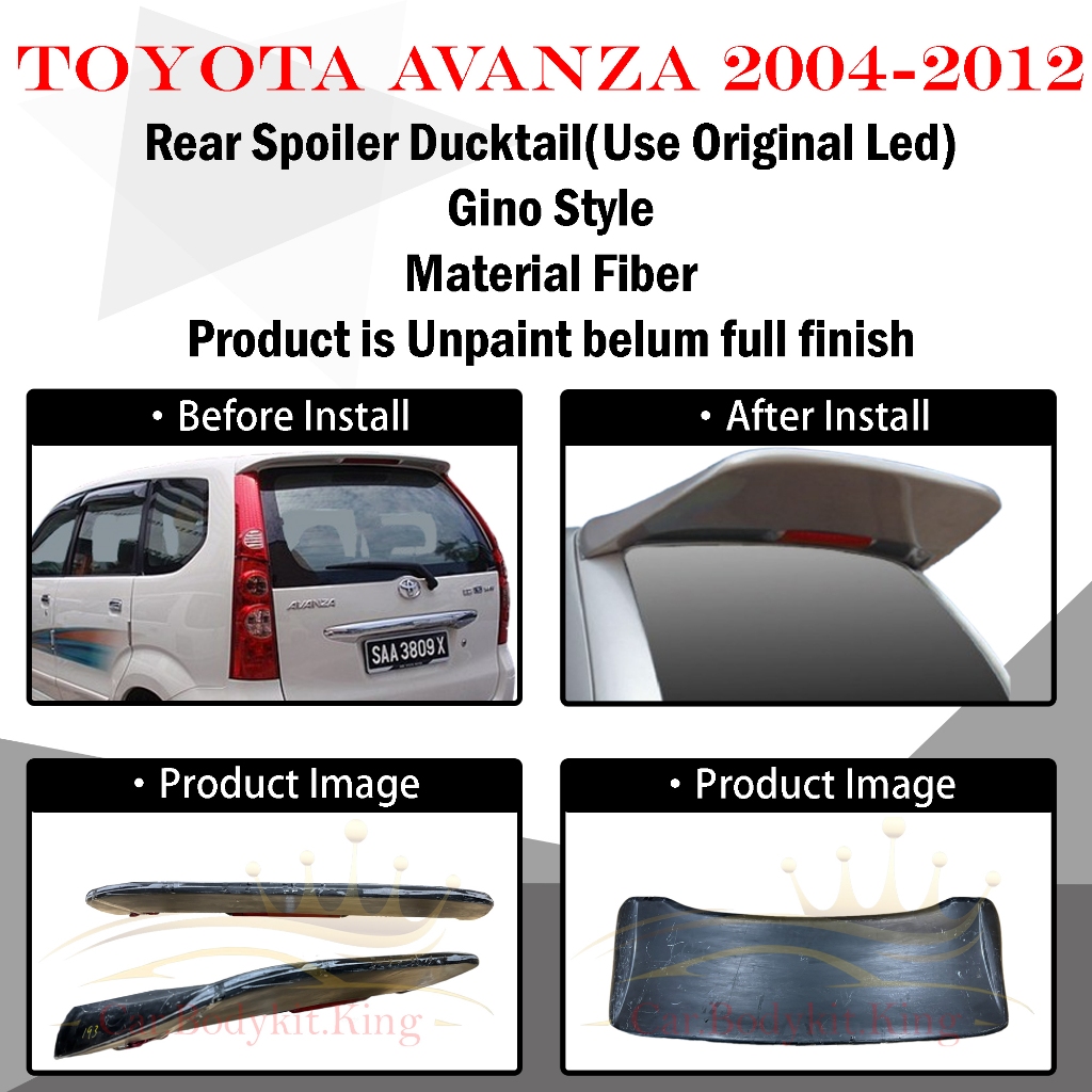 TOYOTA AVANZA GINO STYLE REAR TRUNK SPOILER LIP USE ORIGINAL LED ...