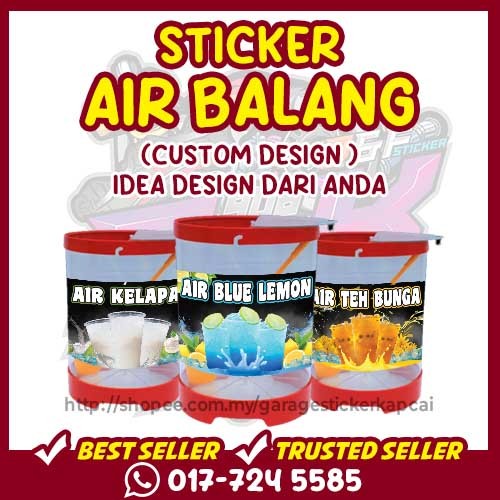 CUSTOM DESIGN STICKER AIR BALANG MINUMAN PVC KALIS AIR | Shopee Malaysia