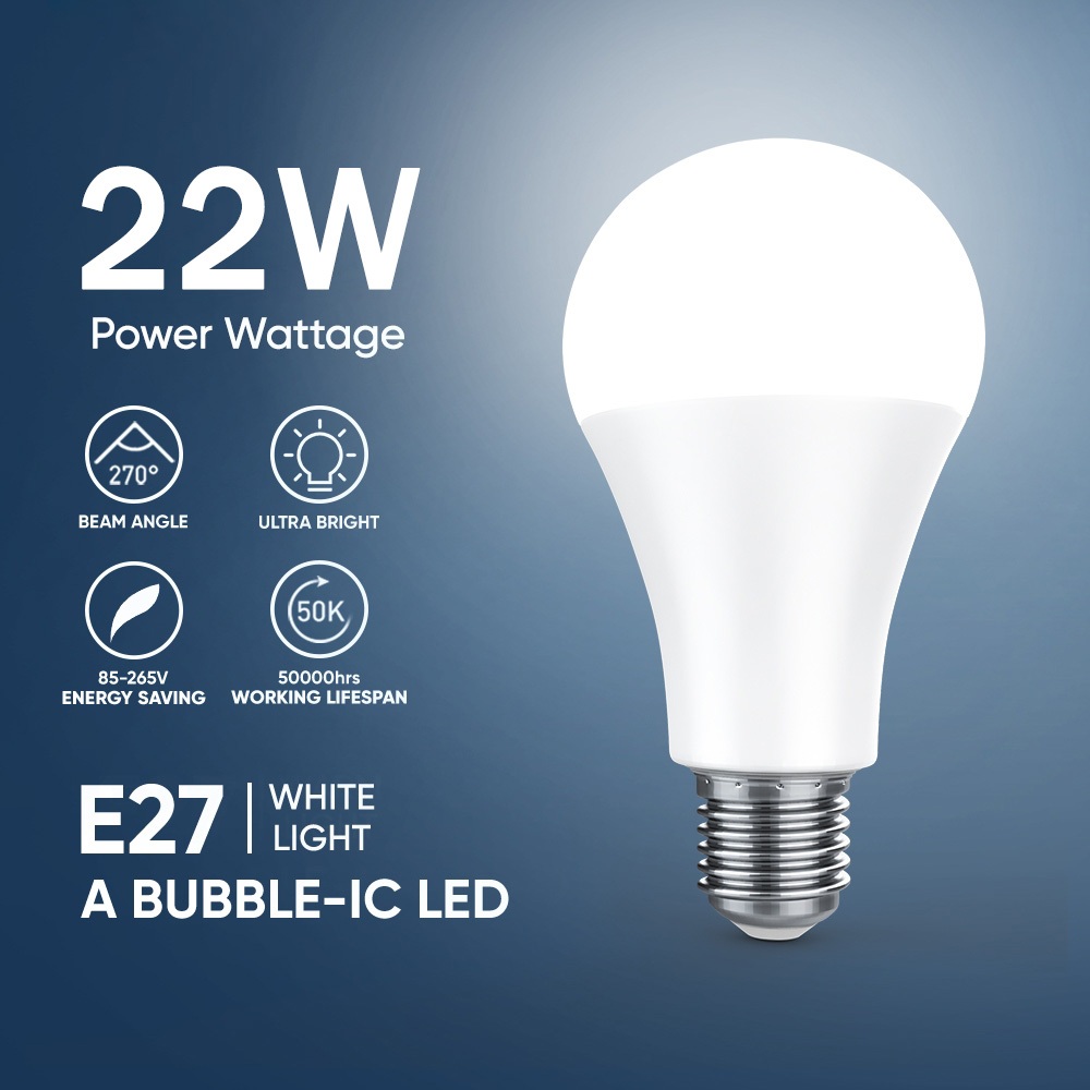 E27 Light Led Bulb Lampu 22W/18W/12W/9W/5W White Light Mentol Lamp ...