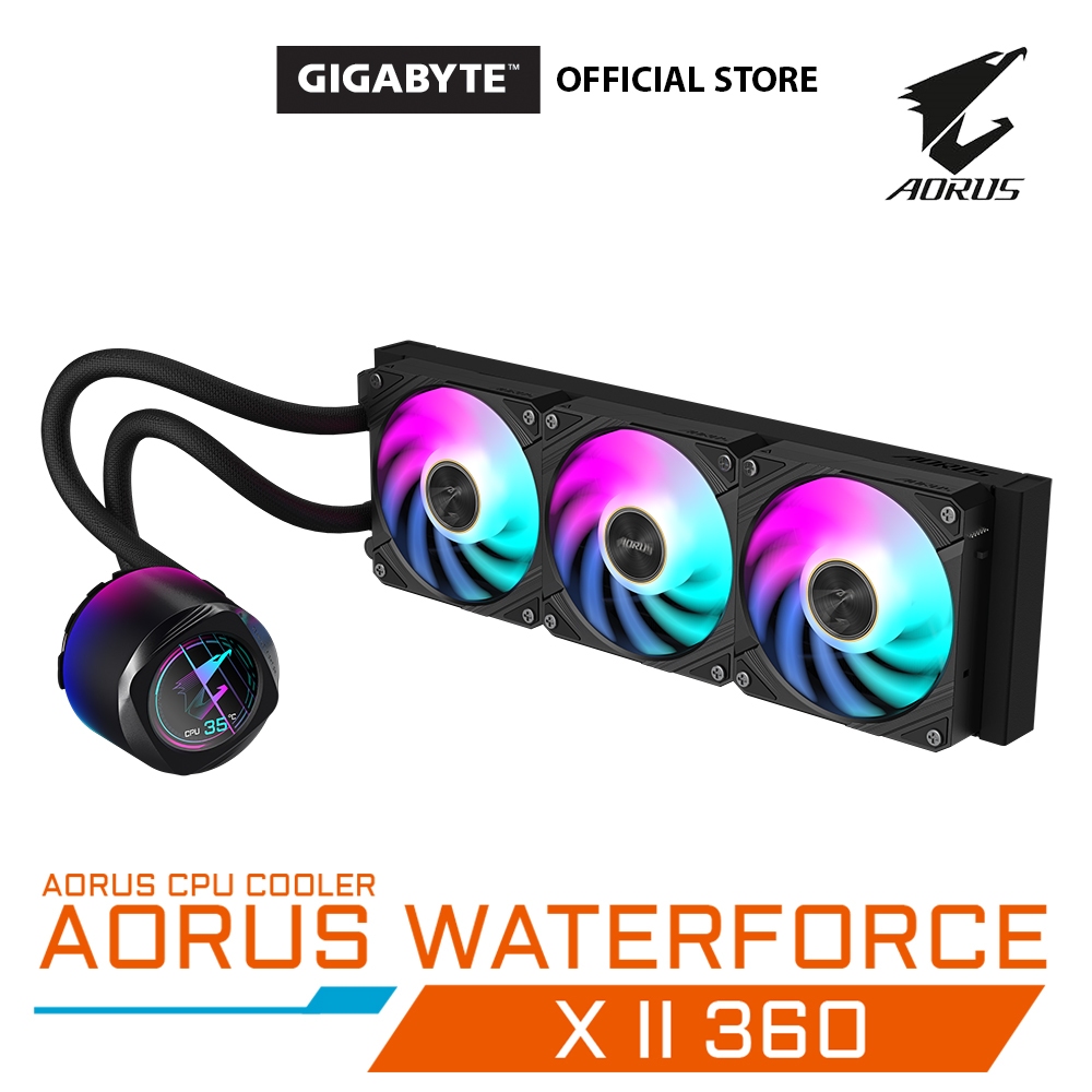 Gigabyte AORUS WATERFORCE X II 360 AIO Liquid CPU Cooler Fan EZ-Chain ...
