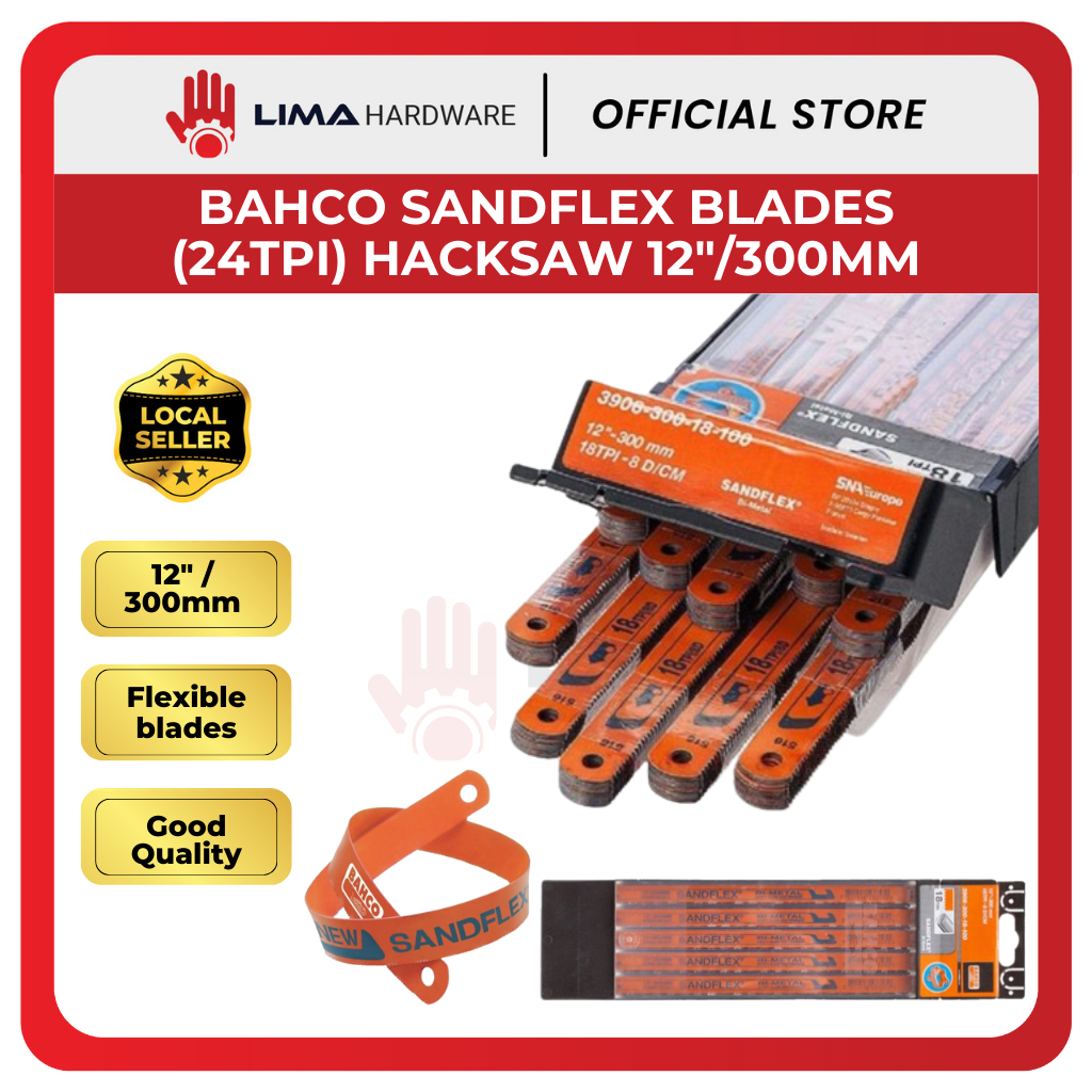BAHCO Sandflex Hacksaw Blades (24TPI), Bilah Gergaji 锯片 12Inch | Shopee ...