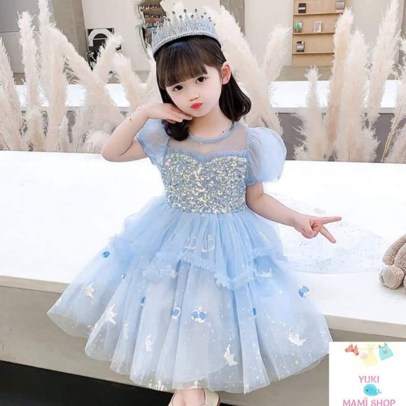 [READY STOCK] Elsa Cosplay Costume Bling Bling Princess Dress With Cape ...