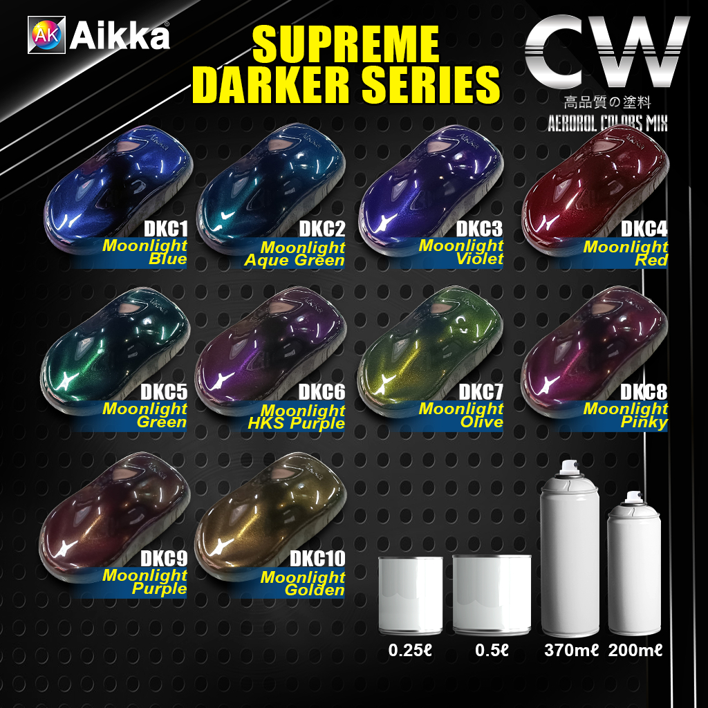 2K Paint 【 AIKKA SUPREME DARKER SERIES 】 Car Motor Paint DKC1 - DKC10 Aerosol Spray Bottle DIY ...