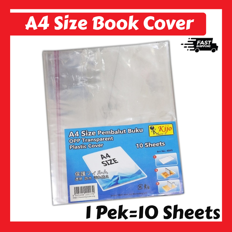 KIJO OPP Book Cover Clear Pembalut Buku A4 Size Book Wrapper 10sheets ...