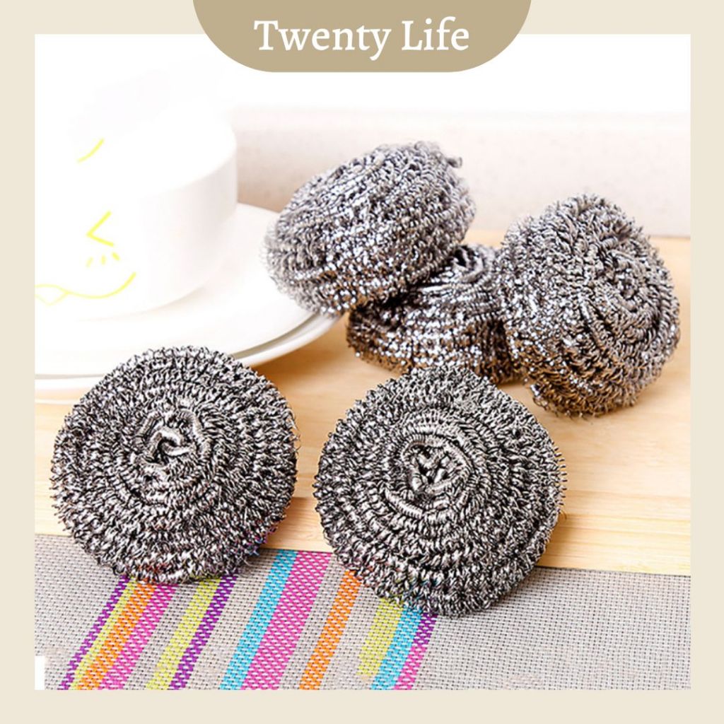 Twentylife Stainless Steel Cleaning Ball Brushes Sponge Metal Scrubber ...
