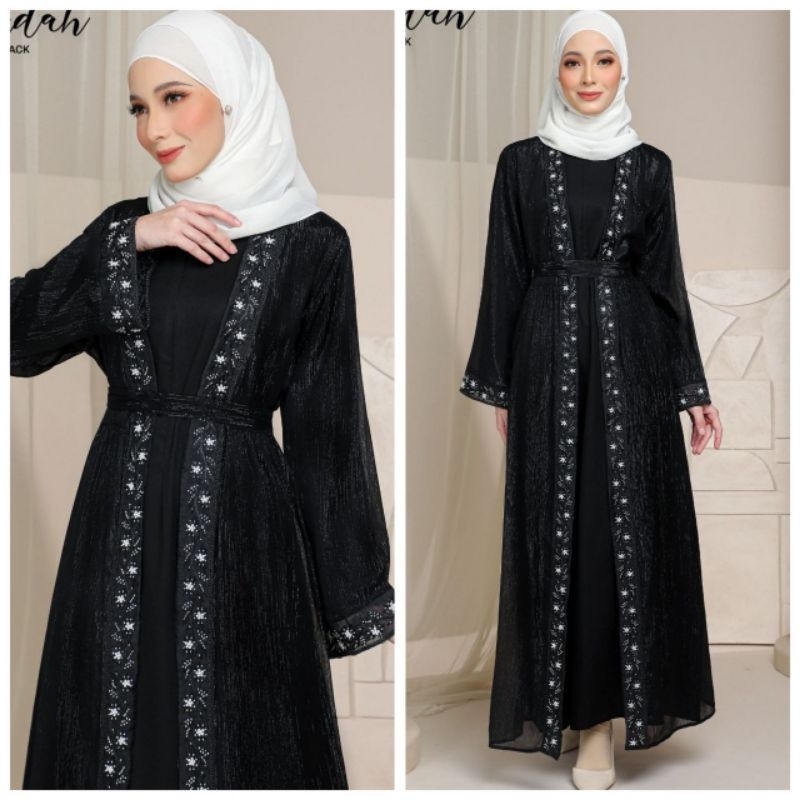Rhaudhah Exclusive Shimmer Abaya. 823 Rhaudhah Abaya Cardigan. Jubah ...