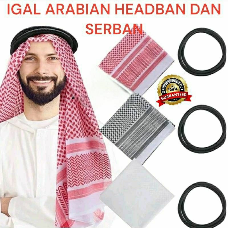 IGAL ARABIAN LILIT KEPALA DAN SERBAN HITAM,PUTIH,MERAH | Shopee Malaysia