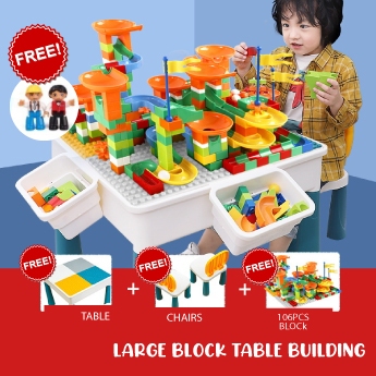 [LARGE] Size Kids Multi Function Building Blocks Table Learning Desk Space Sand Activity Brick ...