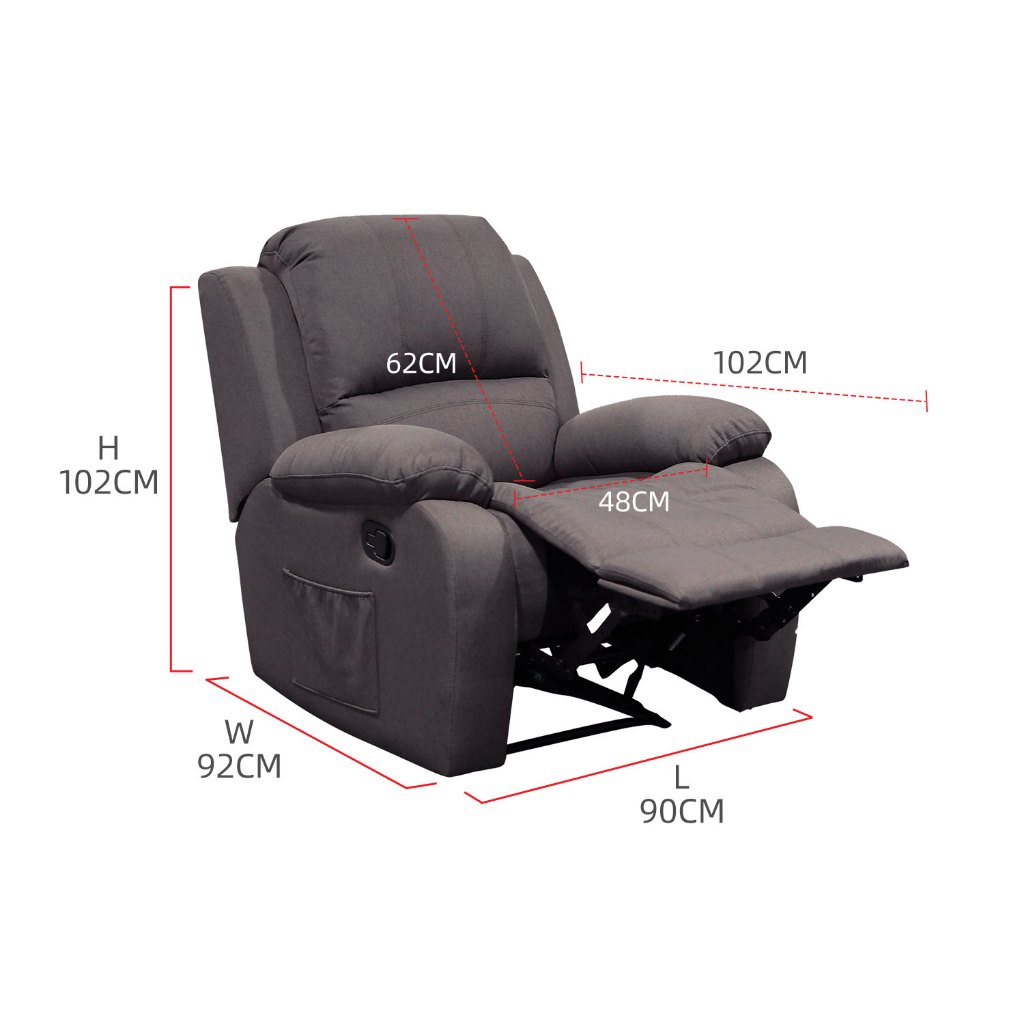 KitchenZ Sabah 3FT Modern & Simple Linen Fabric/TPU Recliner Sofa-HMZ-FN-SF-YM-522/523 | Shopee ...