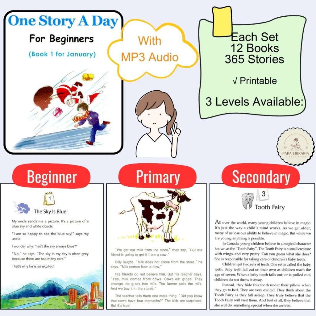 One Story A Day (365 Stories With MP3 Audio) Beginner/Primary/Secondary ...