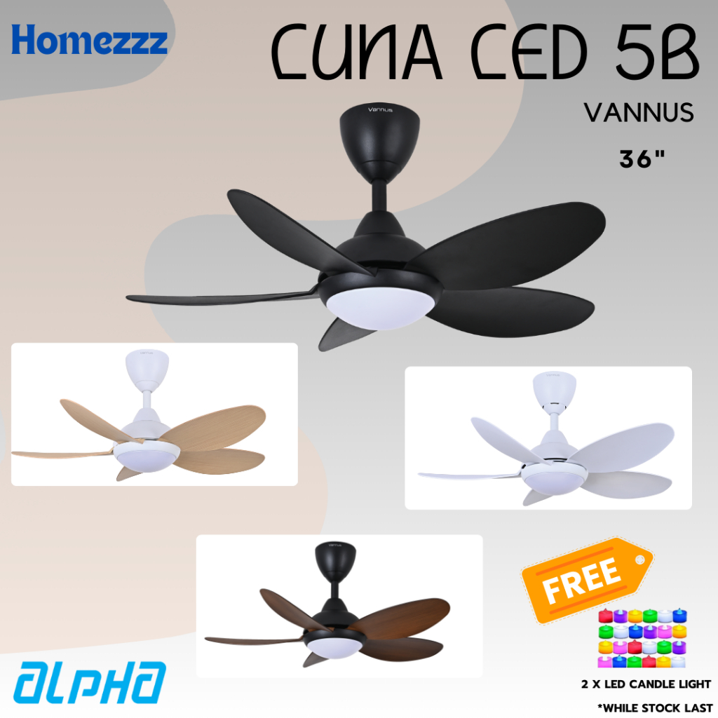 ALPHA Vannus - LUNA LED 5B 36 Inch DC Motor Ceiling Fan with 5 Blades ...