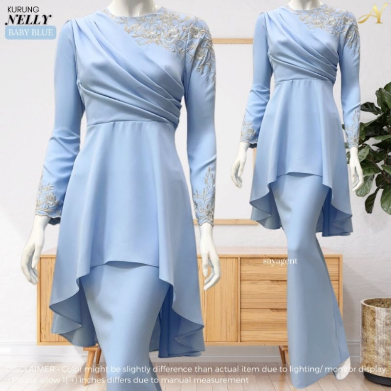 (NO COD) Baju kurung drape moden Sulam 🔸Nelly Baju raya viral 2024 baju ...